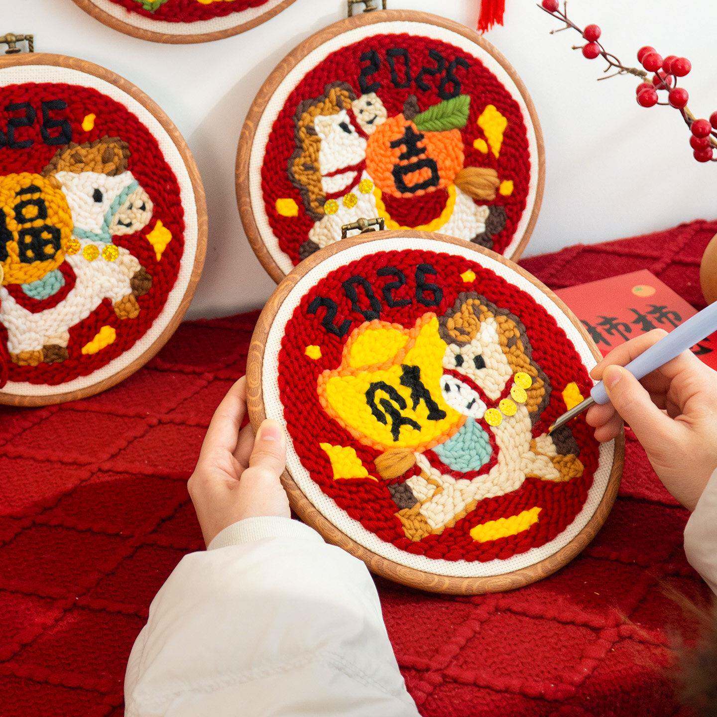 福马迎新戳戳绣三八妇女节活动手工diy材料包毛线画创意戳戳乐