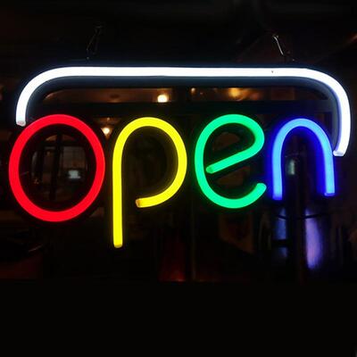 LED柔性霓虹OPEN标识牌 LED OPEN SIGN展会热销广告牌 发光字制作