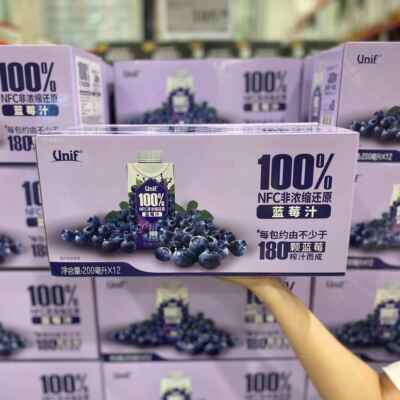 山姆代购 Unif 100%NFC蓝莓汁200ml富含花青素0脂肪非浓缩还原