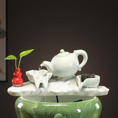 陶瓷动循环流水鱼LTB盆缸鱼鱼池摆过滤器自喷泉瀑布造景装饰件循