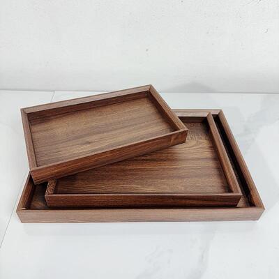 新形式托胡桃LMV木纹盘家居客厅茶几糕点水果盘方古典文艺木质中