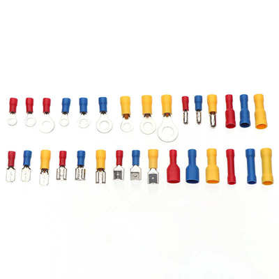 货源 500pcs盒装预绝缘接线冷压端子 圆型叉型防水铜端子组合