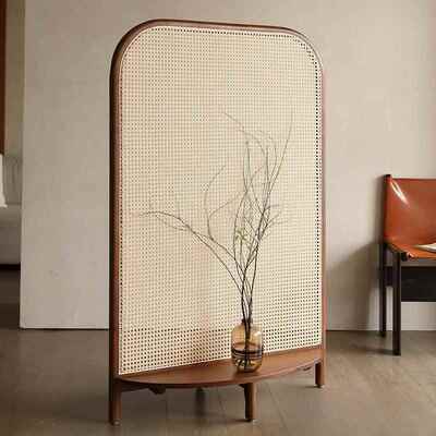 中LTF式屏风断入正对藤编客厅复中户古玄关卧室实隔木移门动日式