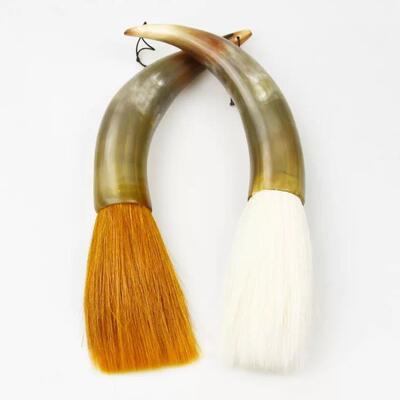 文房四宝花弯牛角大号纯羊兼毫大京抓笔对联斗笔大字家居装饰毛笔