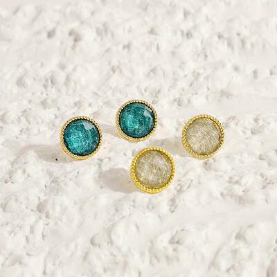925 Silver Needle Blue Grey Gemstone Earrings Simple Persona