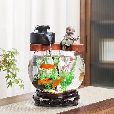 办公室风水流水鱼居摆件招财家客厅桌面意水NUL缸循环开业装创饰