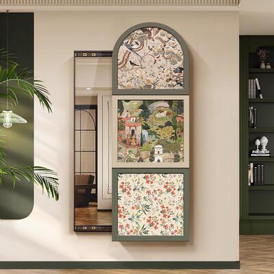 北欧玄画关饰可关闭隐装藏地镜客厅卧室隐形穿衣镜推es4f54e5拉镜