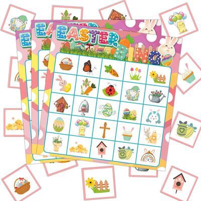 亚马逊新款Easter亲子益智卡牌复活节bingo game派对桌游卡片