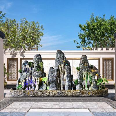 型假流水喷泉摆GLR山件别墅花园庭院户大外阳台装鱼池饰品办公室