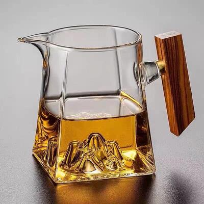 木把雪山公道杯耐高温玻璃家用分茶器观山方公杯厂家供应功夫茶