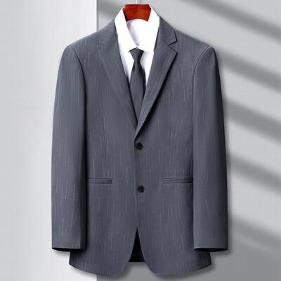 西服外套男士春休青年中商务闲正g5560装提花格纹单排两粒小扣西