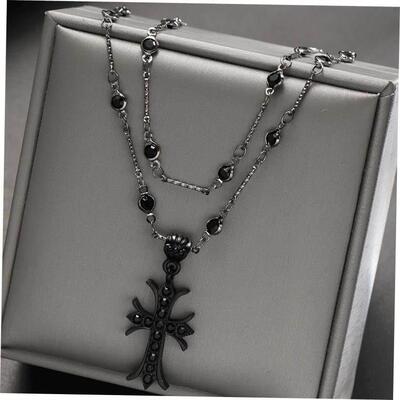 Cross necklace for men women十字架双层项炼时尚嘻哈男女饰品