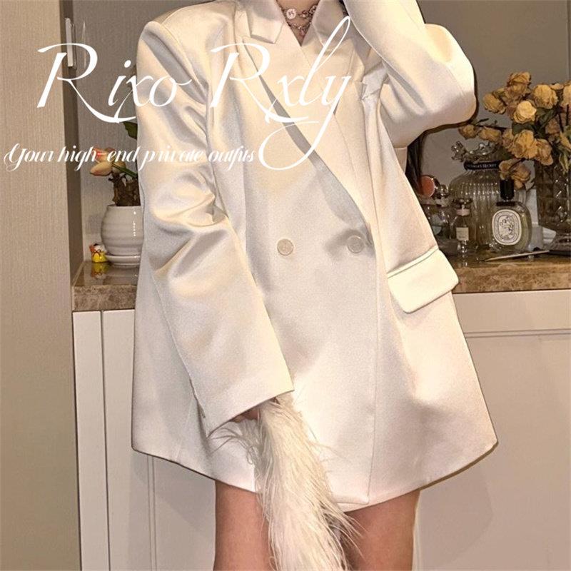 RIXO RXLY高级感缎面西装外套女春秋小众设计感休闲气质西服上衣