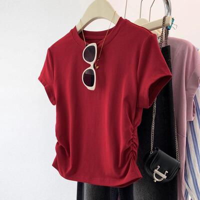 Solid Color Tee Casual Comfy Fitted Short Sleeve Basic