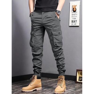 Men's waist drawstring overalls casual pants trousers