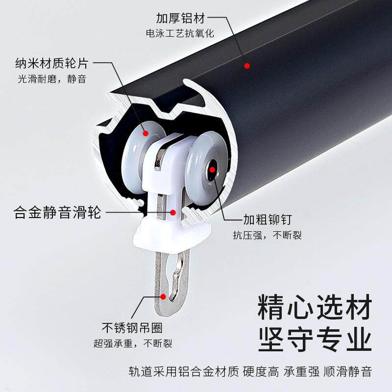 豪华电泳铝合金双用滑轨静音隐藏式窗帘杆子罗马杆窗帘配件