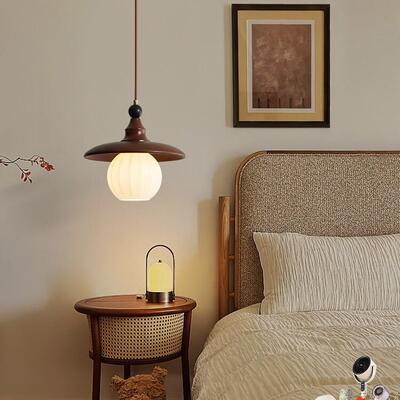 法式中古风实木卧室床头吊灯美式复古氛围感餐桌吧台灯casagd