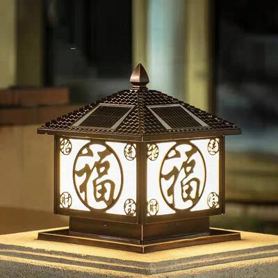 阳能子围门墙柱头灯户外防水庭院灯别墅大柱灯院DSQ017子墙太头门