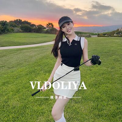 VLDOLIYA维多利亚休闲气质运动无袖薄款polo领女高尔夫套装网球裙