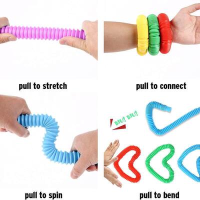 16pcs Pipe Fun Pull Push tube Pop It fidget toy玩具饮管吸管