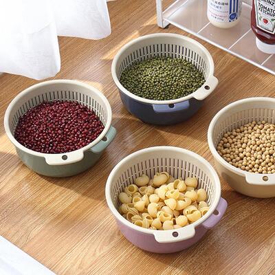 Thick Double-Layer Round Drain Basket, Vegetable Washing Bas