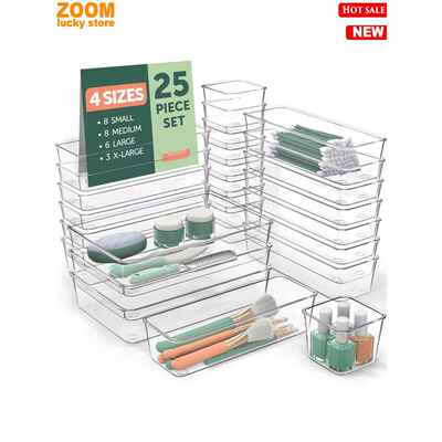 25PCS透明抽屉箱化妆组织者组织立方体