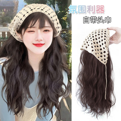 音爆度假三角头巾日常整顶假发