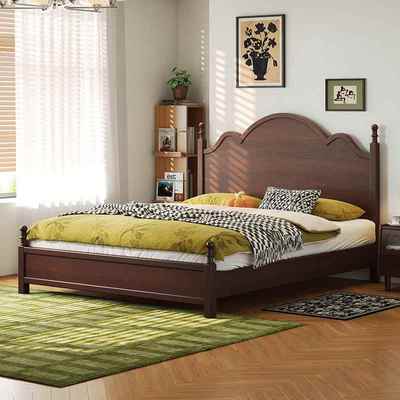 法式中古风复古高端大气北美白蜡木主卧简约美式双人实木床