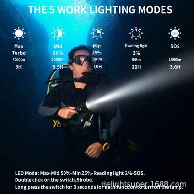 D170新款杰.德莱手特水陆双用P水70白光手黄光潜电筒家用赶海防水