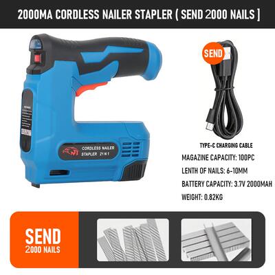 家用便携式锂电钉枪不卡钉木工装修气钉枪带2000pcs钉子
