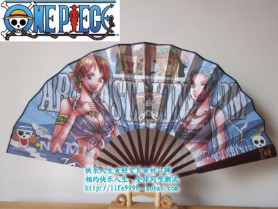 日本动漫 one piece 海贼王  双面 超大|超值绢面 扇子 薇薇-奈美