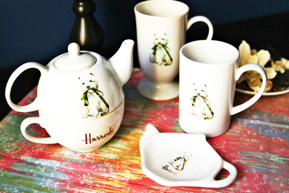 英国哈罗斯Harrods出口西高地紫砂陶瓷茶壶咖啡杯茶杯骨瓷外贸