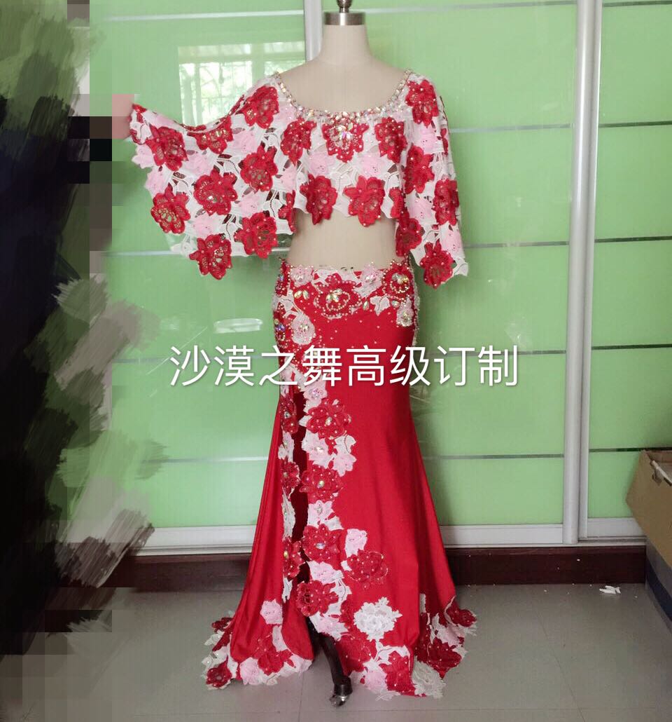 肚皮舞演出服 表演服 三件套装 遮手臂 坎肩 沙漠之舞订制 订做
