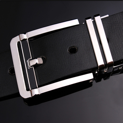 男式牛皮休闲黑色韩版青年针扣