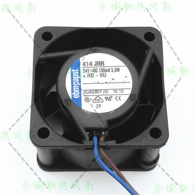 原装德国ebmpapst 414 JHH 24V 150mA 3.6W 4025 工控机 散热风扇