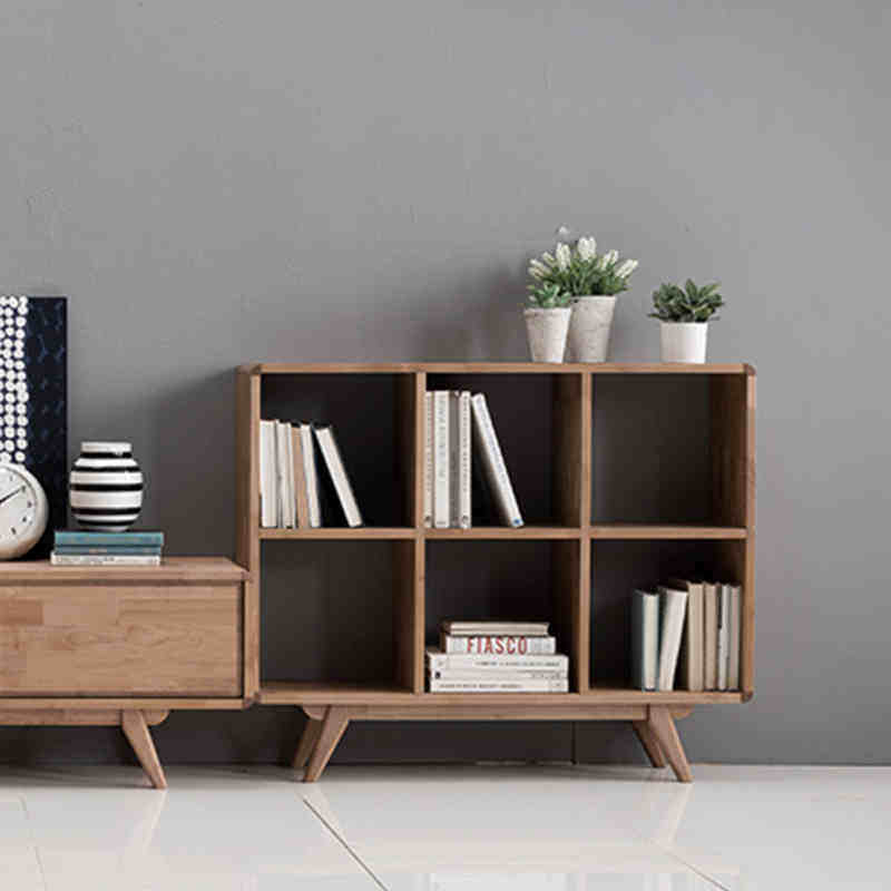 Nordic original wooden bookcase simple modern rubber wooden Japanese ...