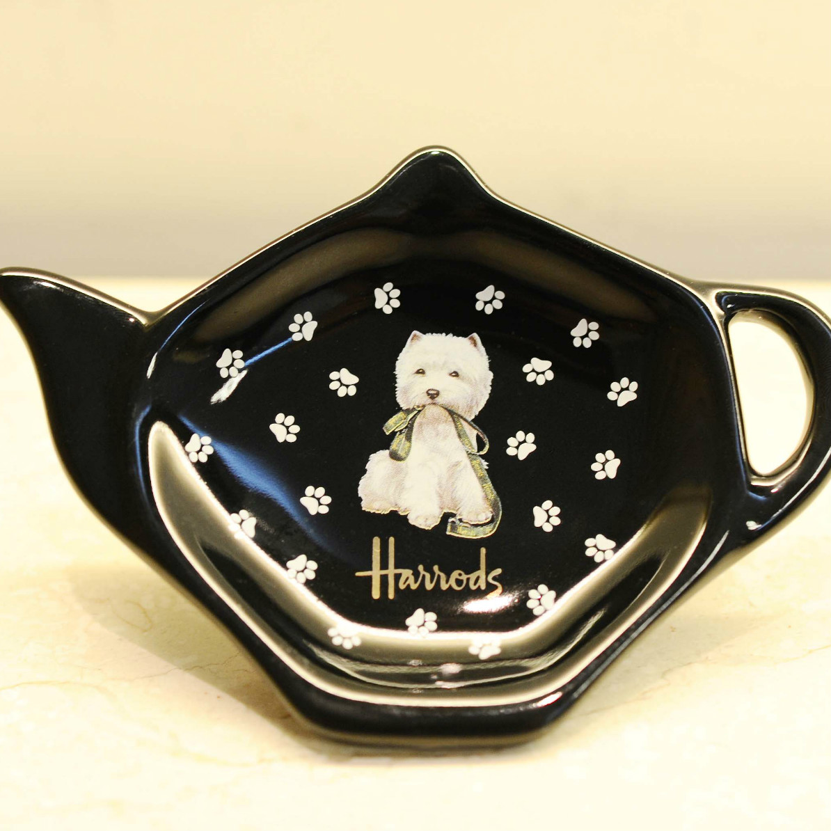 出口英国哈罗斯Harrods黑色外贸出口西高地杯碟茶包碟盘子调味碟