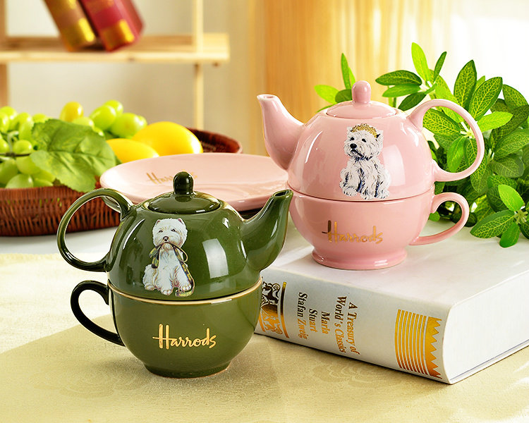英国哈罗斯Harrods礼物西高地外贸出口陶瓷茶壶茶杯咖啡杯热水壶