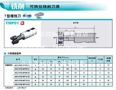 株钻T型槽铣刀杆TMP01-021-XP25-MP06-01 TMP01-032-XP32-MP08-02