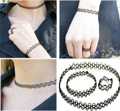 暗黑系lolita蕾丝环颈带黑色项圈