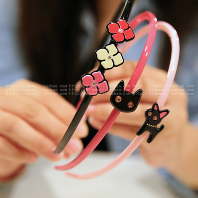 韩国进口发饰猫咪四叶草发箍头箍