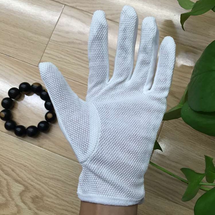 作业点塑点胶手套品质管理礼仪司机代驾开车防滑防晒白色棉布触屏