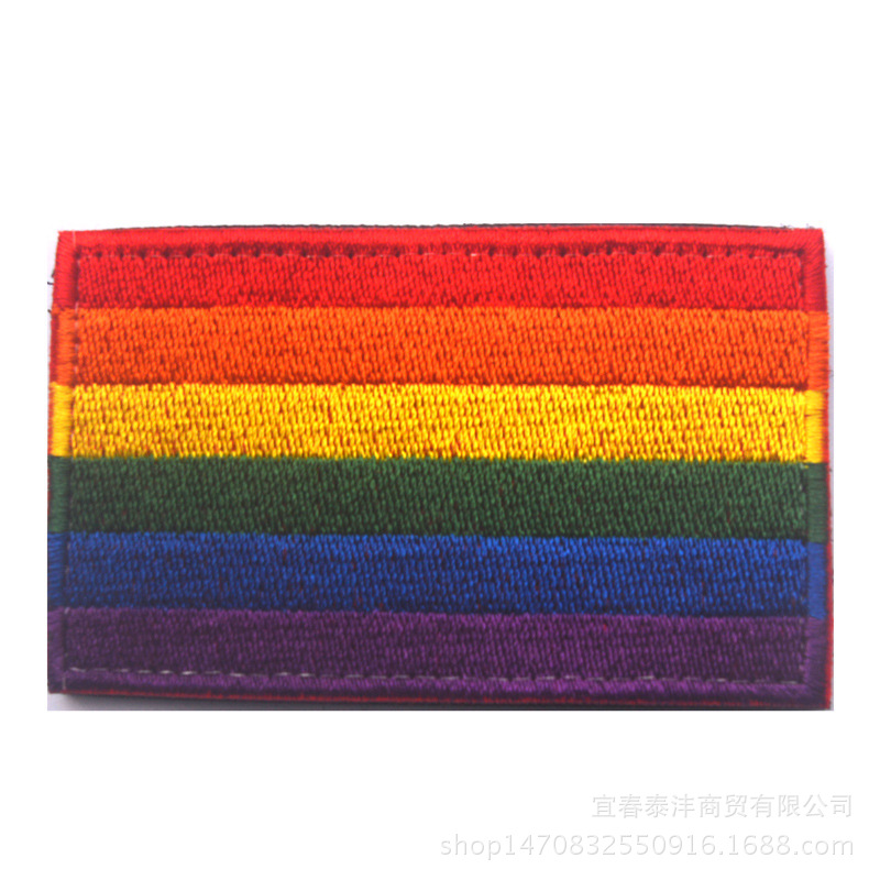 旗盛精美刺绣彩虹旗魔术贴章和平同志标志Rainbow Flag徽章彩章_虎窝淘