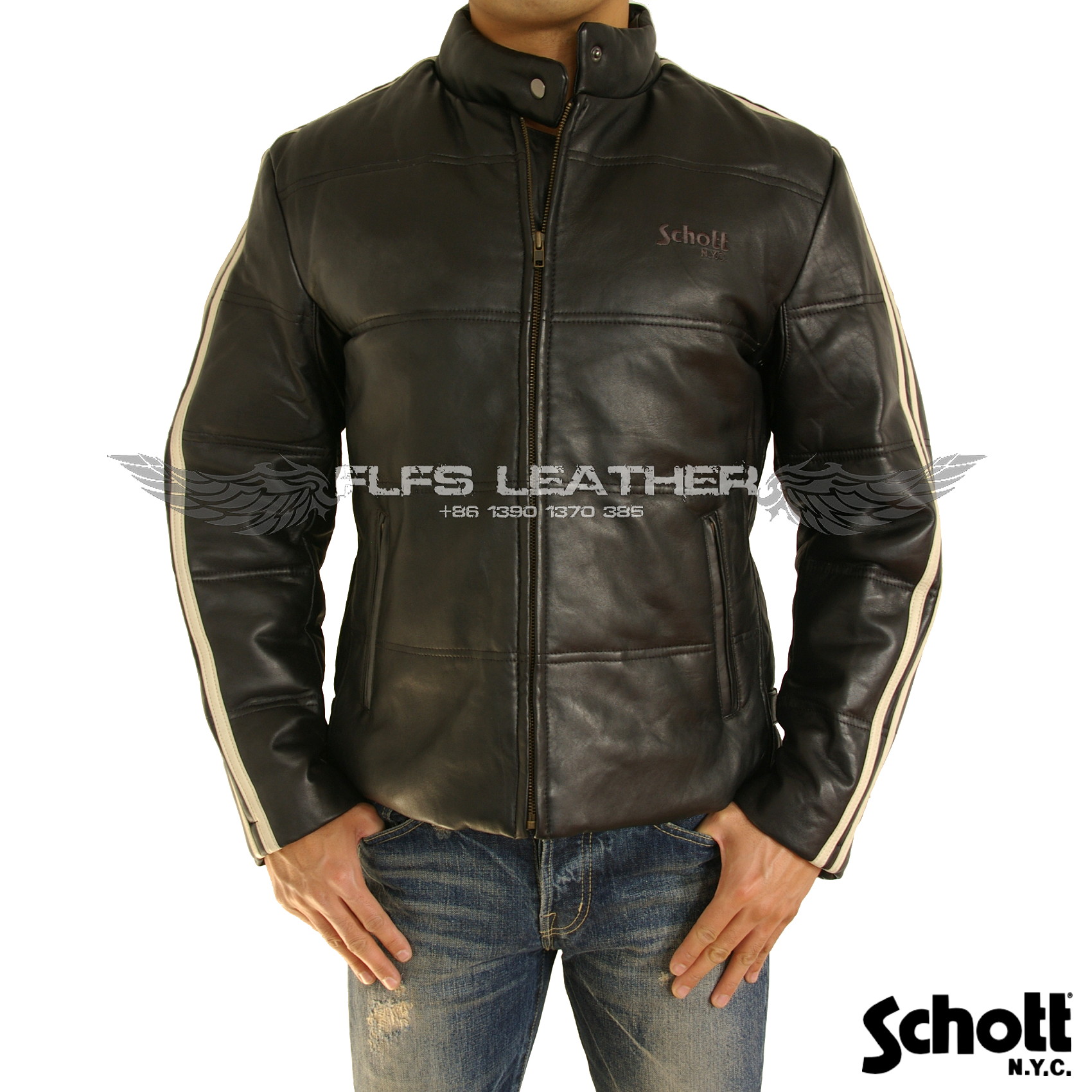羊革 MORTORCYCLE DOWN JACKET 复古 运动款 羊皮羽绒服样板
