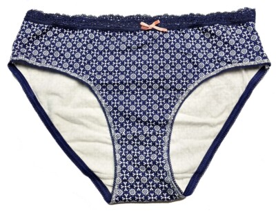 女士蓝色雪花全棉三角内裤