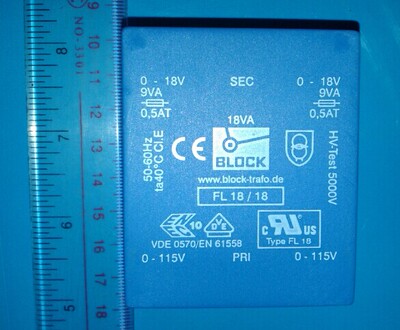 BLOCK FL18/18 18VA 2X18V PCB 变压器