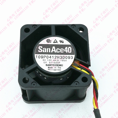 原装日本三洋 109P0412H3D093 DC12V 0.195A 4028 3线双滚珠风扇