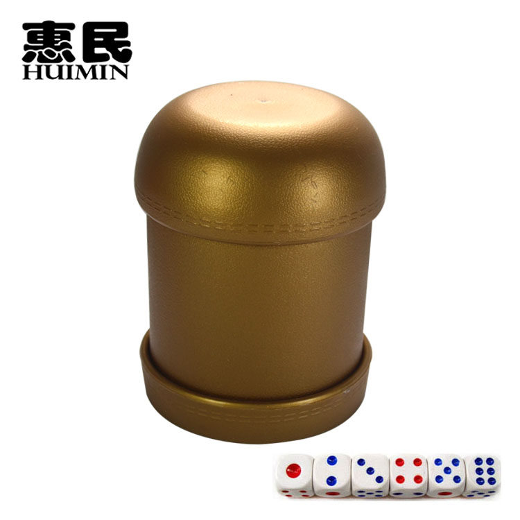 酒吧 KTV娱乐用品 无底托金银枣红色直筒筛盅骰盅色盅送六粒骰子