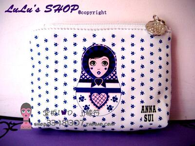 Anna Sui安娜dolly girl俄罗斯洋娃娃蓝色零钱包