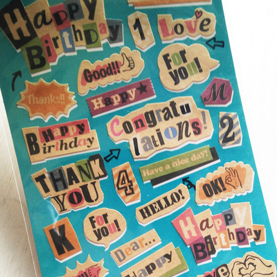 日单 复古英文字母 剪贴 系列贴纸